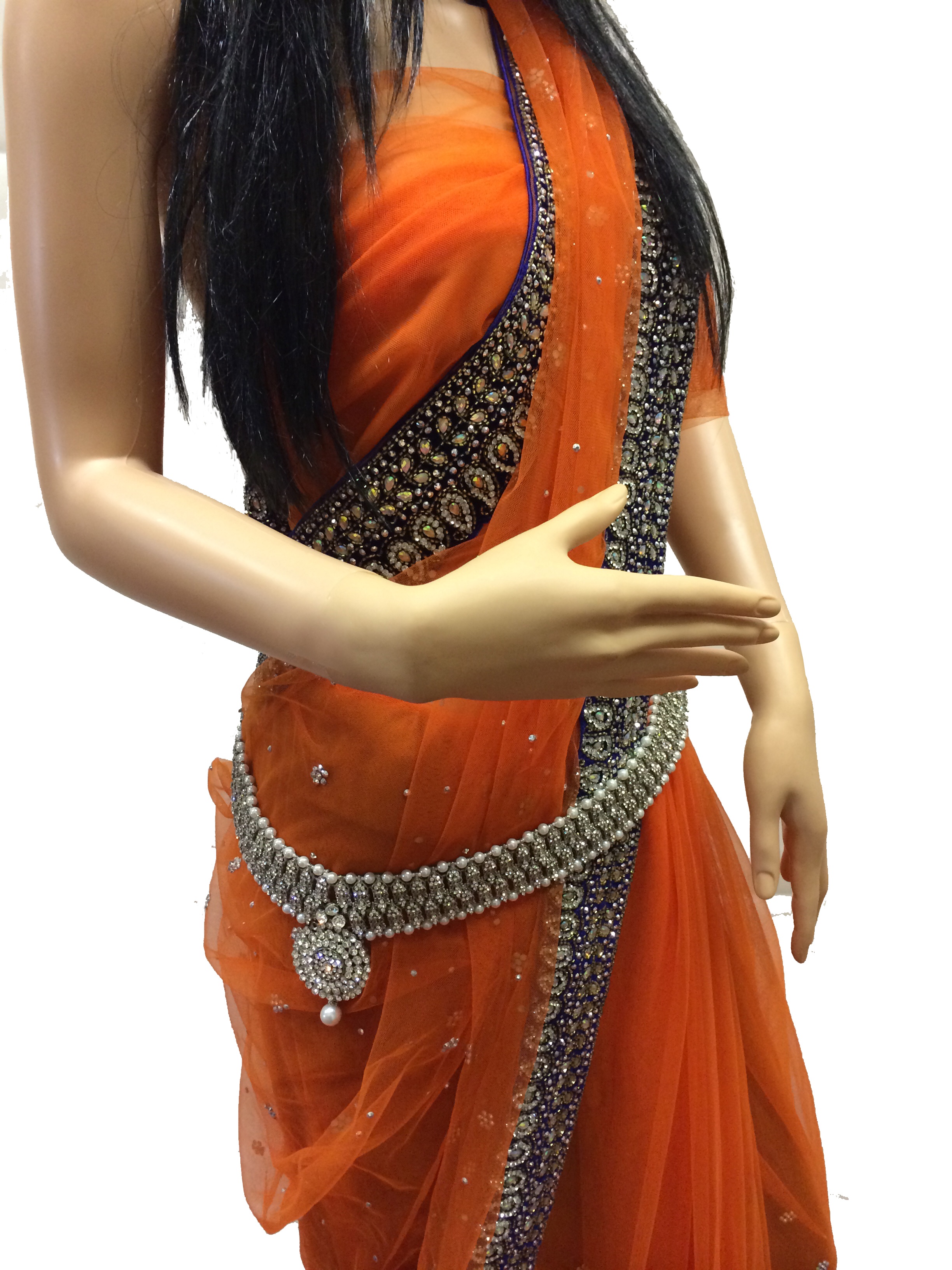 Silver Crystal And Pearl Saree Belt - Accessories, Saree Belts Designer ...