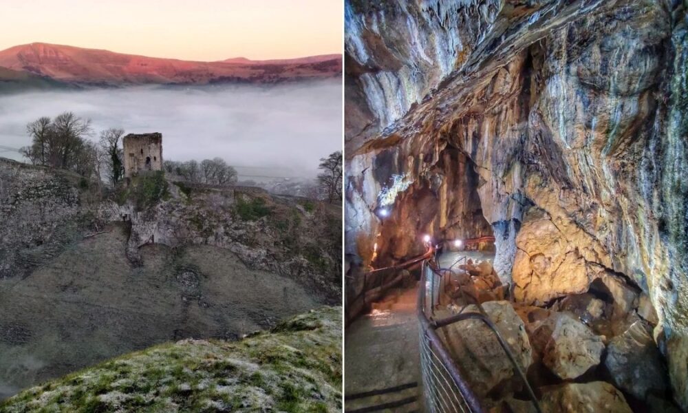 The beautiful Peak District village with its own caves and a castle